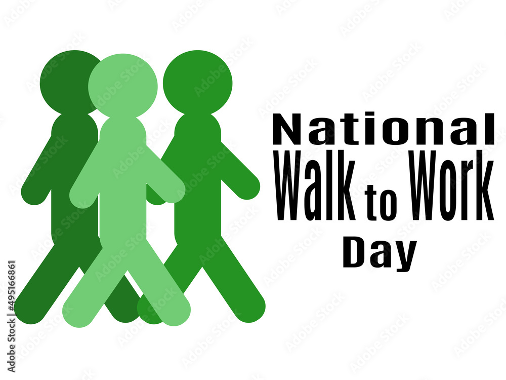 National Walk to Work Day, idea for poster, banner, flyer, card design ...