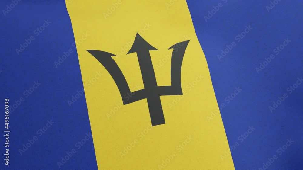 National flag of Barbados waving original size and colors 3D Render ...