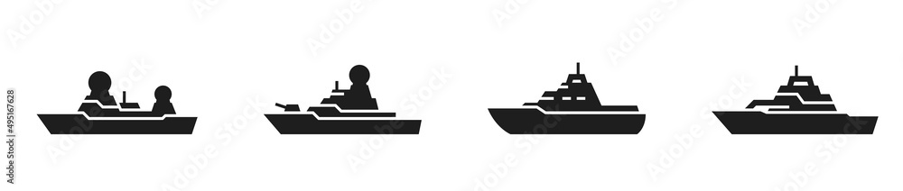 frigate warship icon set. military ship symbols. vector image for ...