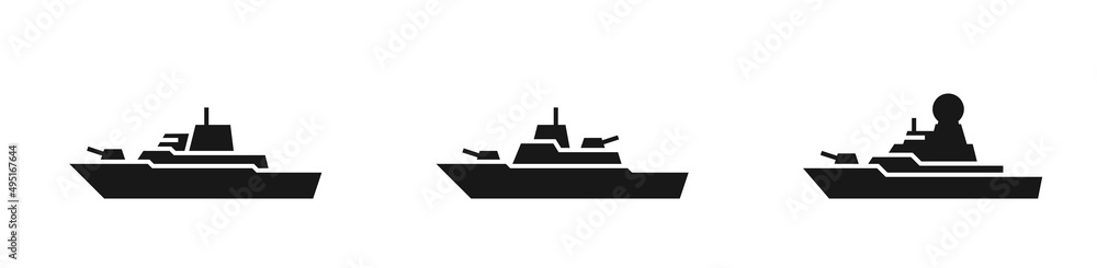 warship icon set. naval military war ship symbols. vector images in ...