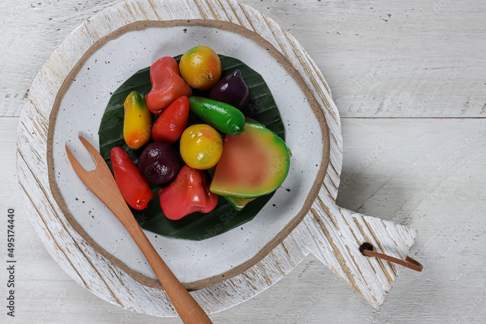 Kanom Look Choup or Kue Ku Buah Fruit Shaped Mung Beans Made from Mung ...