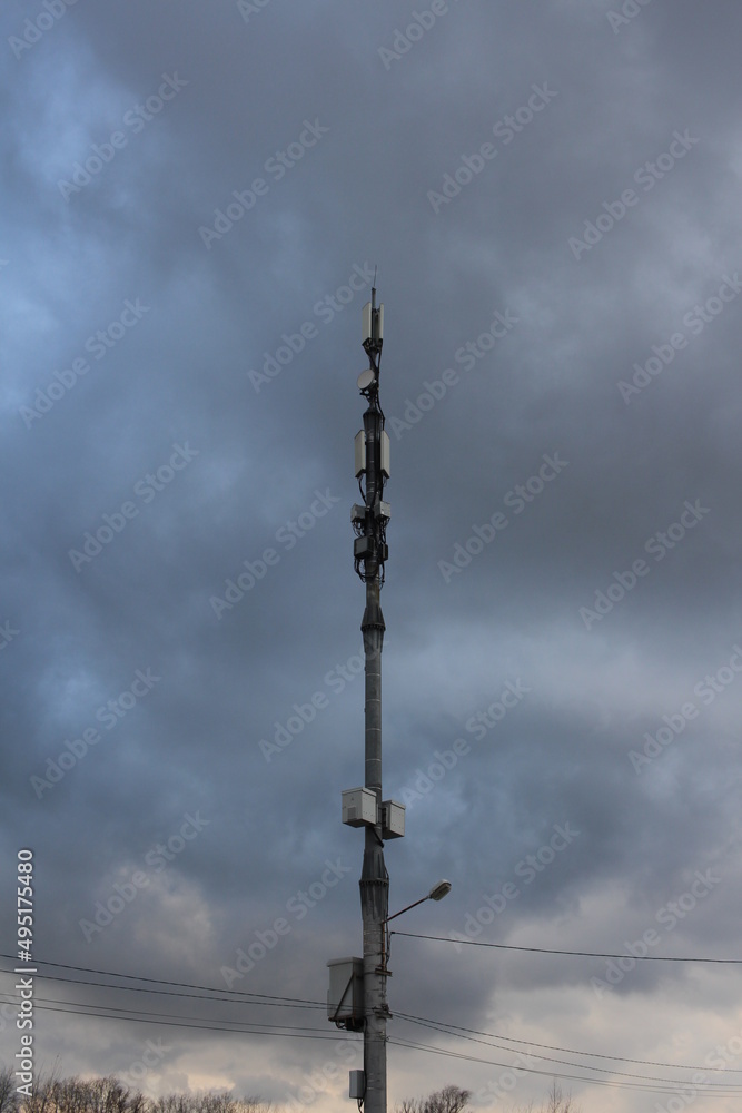 tower pole with cellular antennas for 5G internet Stock Photo | Adobe Stock