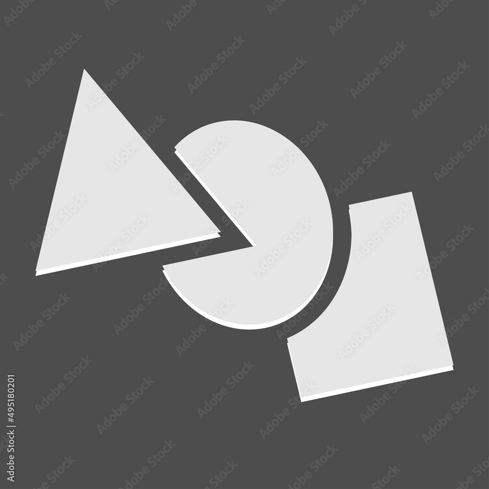 Geometric icon, logo shape with overlapping circle, square and triangle ...