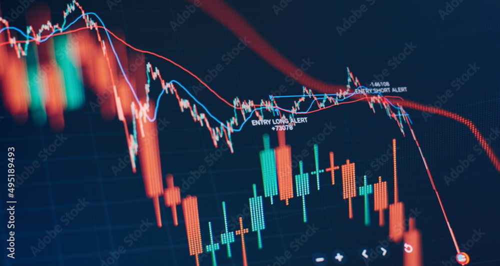 Economic graph with diagrams on the stock market, for business and ...