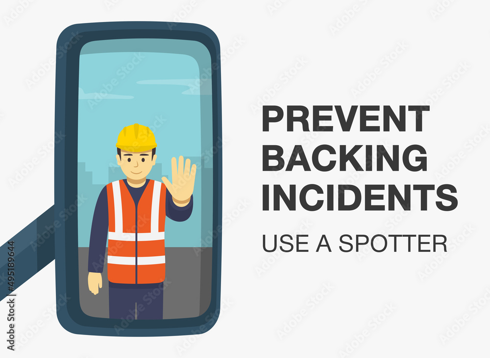 Safety driving and traffic regulation rules. Close-up view of a heavy ...