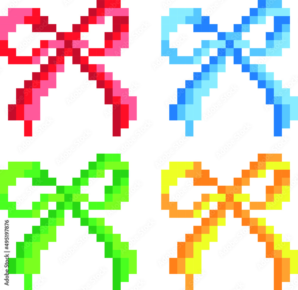 Ribbon pixel art vector illustration. Bow image or clip art. vector de ...