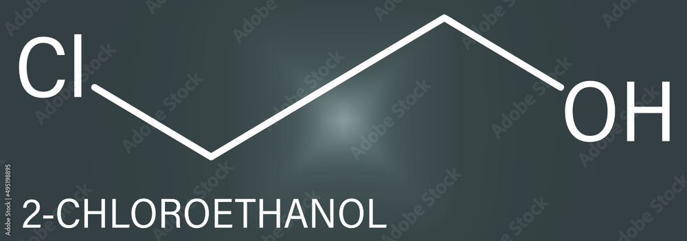 Ethylene chlorohydrin or 2-Chloroethanol molecule. Side product formed ...