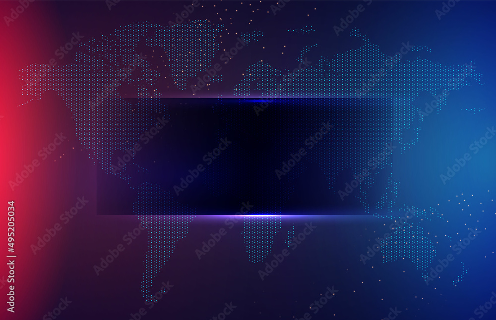 Abstract background with world map annd light effects. Stock Vector ...