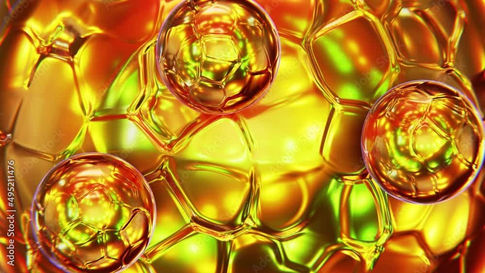 Realistic satisfying looping 3D animation of the textured golden ...