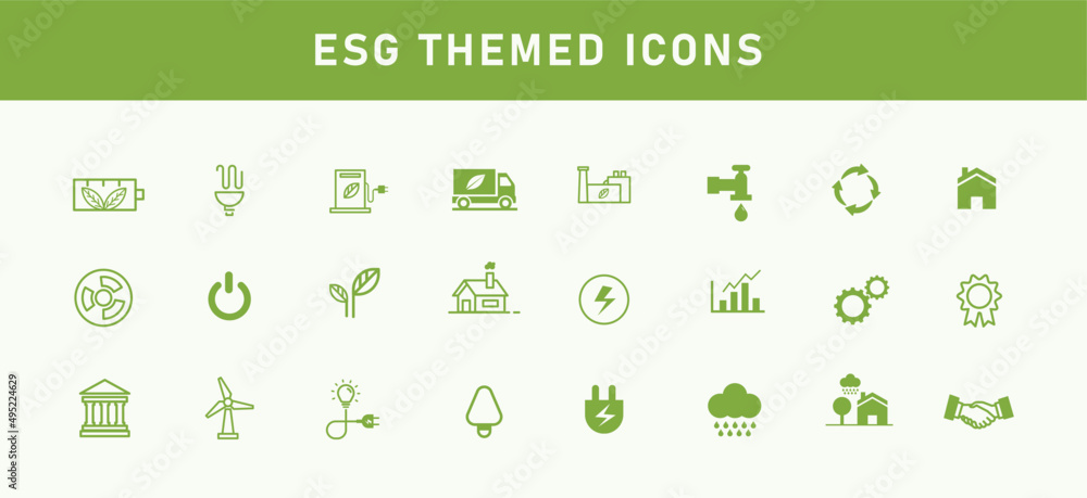 ESG banner icon set on environmental, social and governance concepts ...
