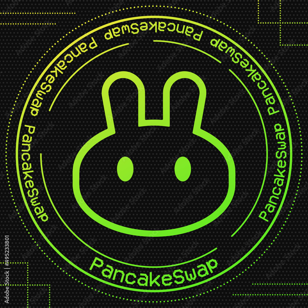 PancakeSwap CAKE vector symbol with cryptocurrency themed background ...