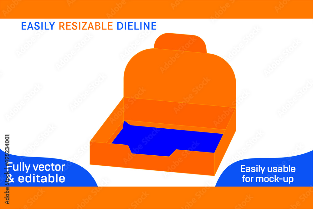 Cardboard counter display box dieline template and 3D box design 3D box ...