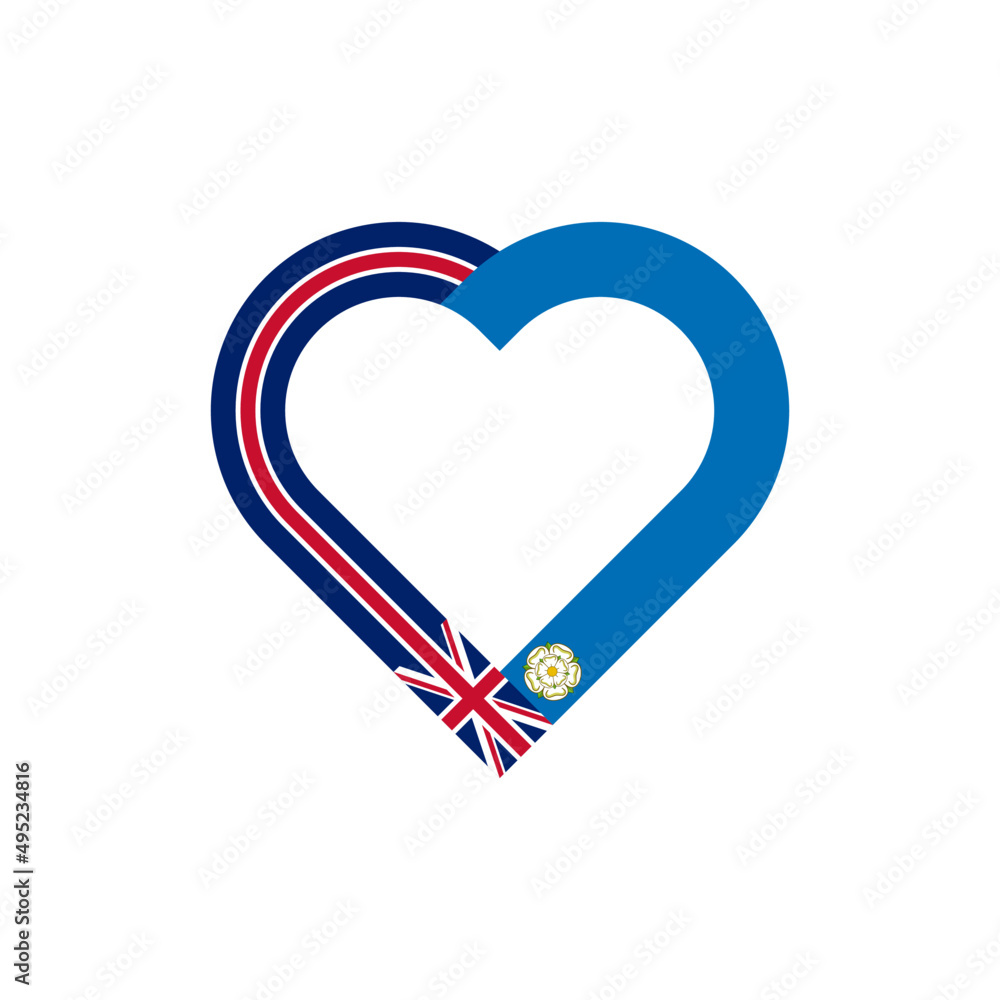 heart ribbon icon of united kingdom and yorkshire flags. vector ...