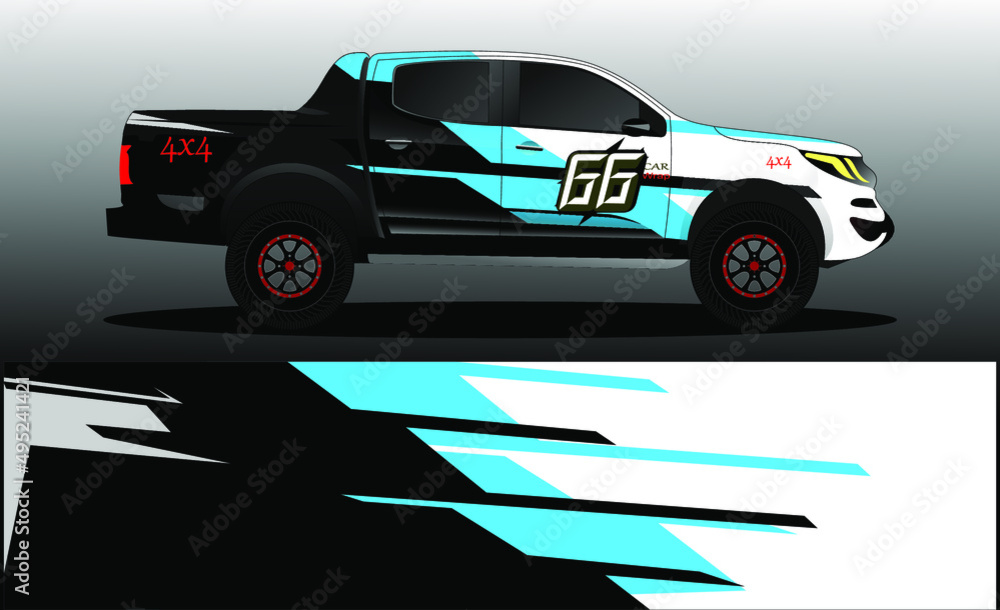 Editable template for wrapping trucks with abstract stickers. High ...