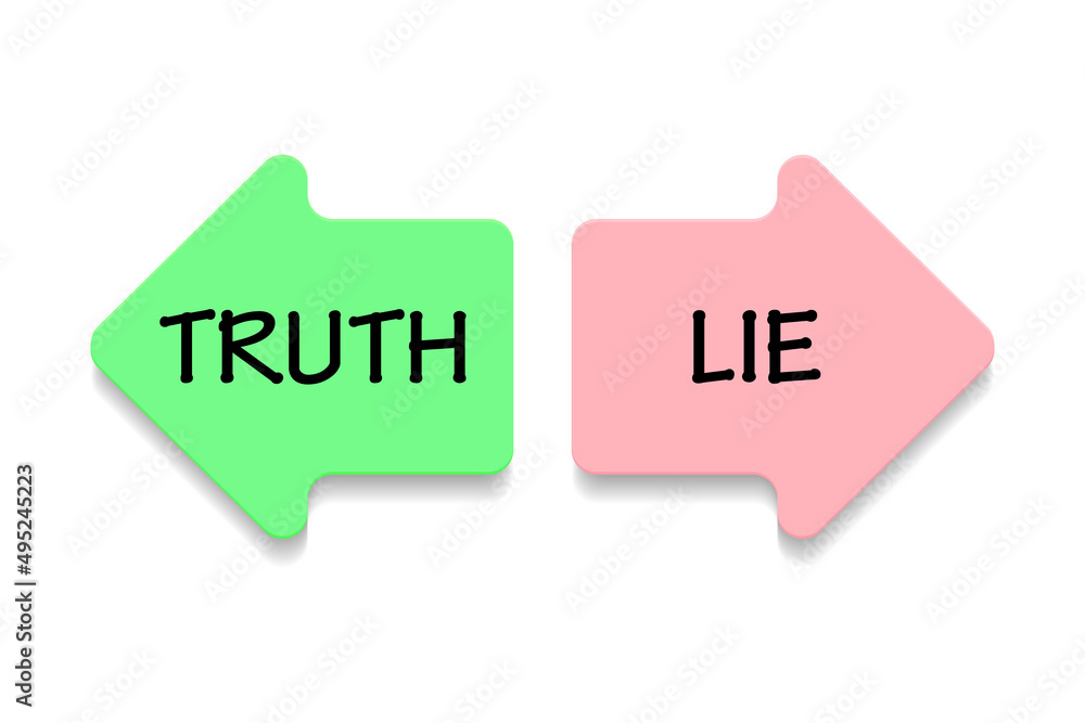 True and false a set of two arrows with a shadow on a white background ...