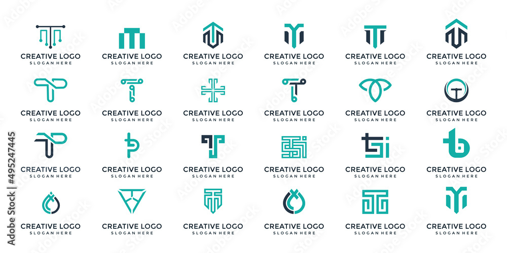 letter T logo set design template vector graphics Stock Vector | Adobe ...
