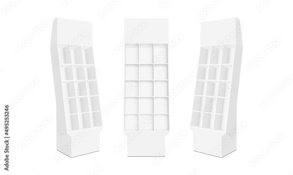 Promotional Display Racks, Isolated on White Background, Front, Side ...