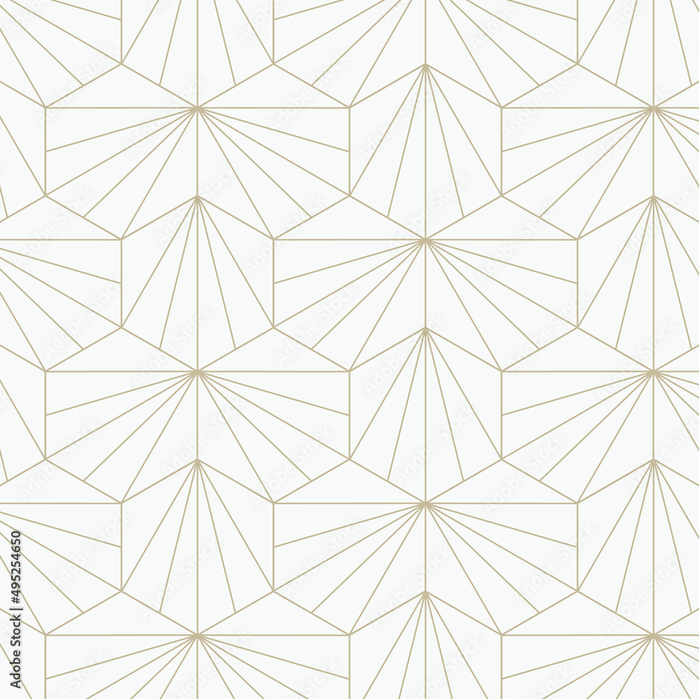 Vetor de Geometric vector pattern, repeating linear hexagon shape with four line in center ...