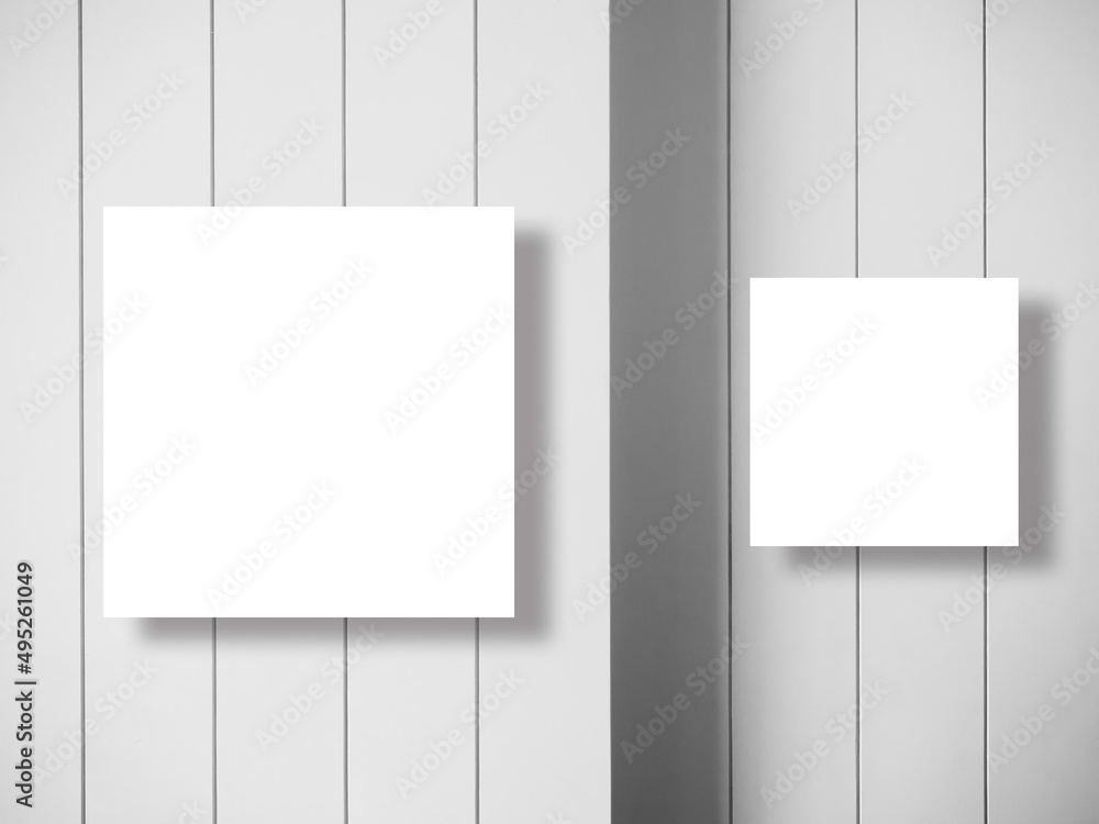 Mockup empty blank white square border frame with two size, large and ...