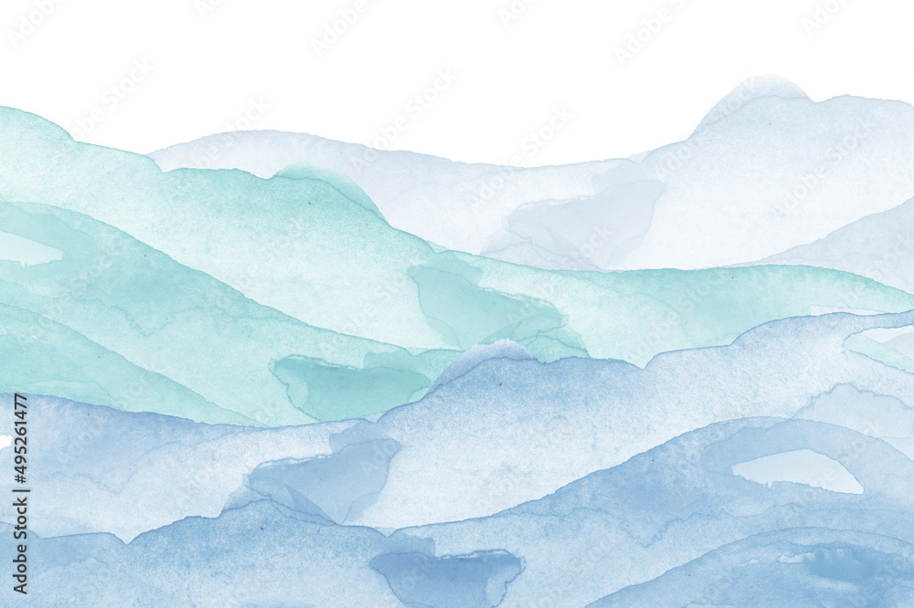 Watercolor line of blue paint, splash, smear, blot, abstraction. Used ...