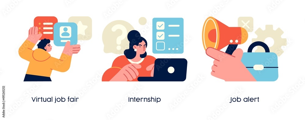 Recruitment process and hiring new employees - set of business concept ...