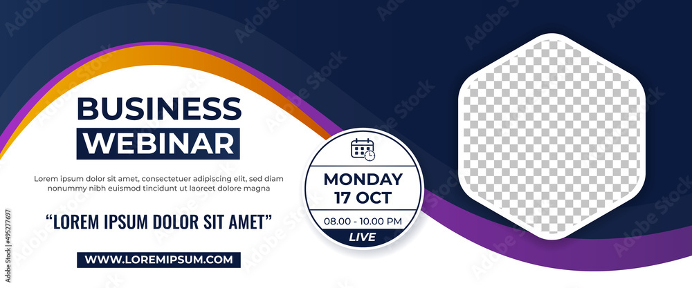 Business webinar horizontal banner design template. Editable modern ...