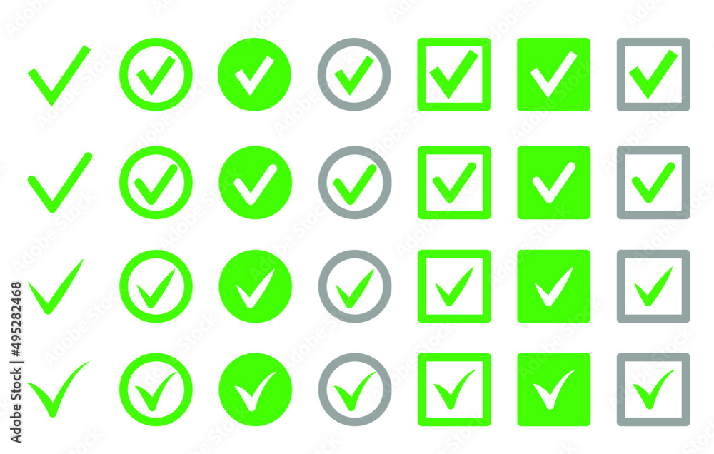 Set of green checkmarks. Checkbox vector icon. Checkbox illustration ...