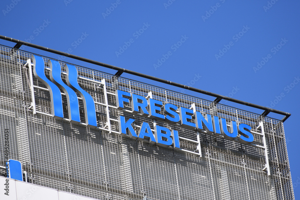 Fresenius Kabi signage, logo, emblem on the facade of Fresenius Kabi ...