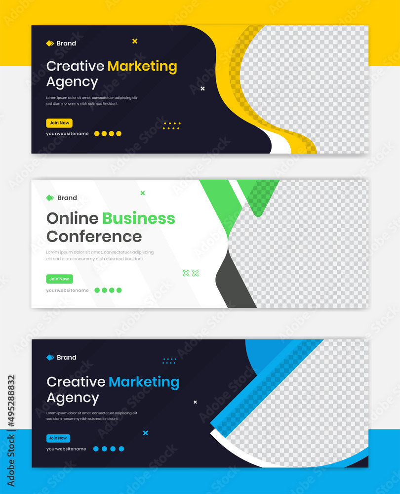 Corporate banner design set, creative company profile banner template ...