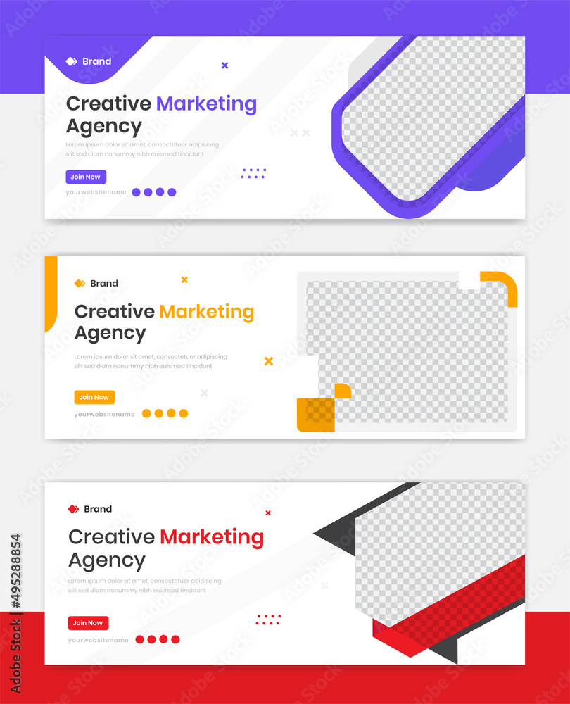 Corporate banner design set, creative shape business banner layout ...