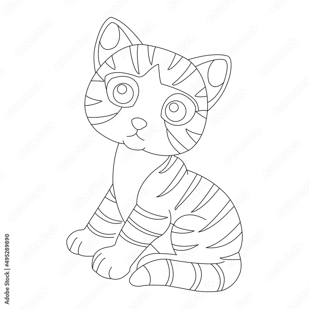 Coloring Page Outline of Cute Cat for kids Animal Coloring Page Cartoon ...