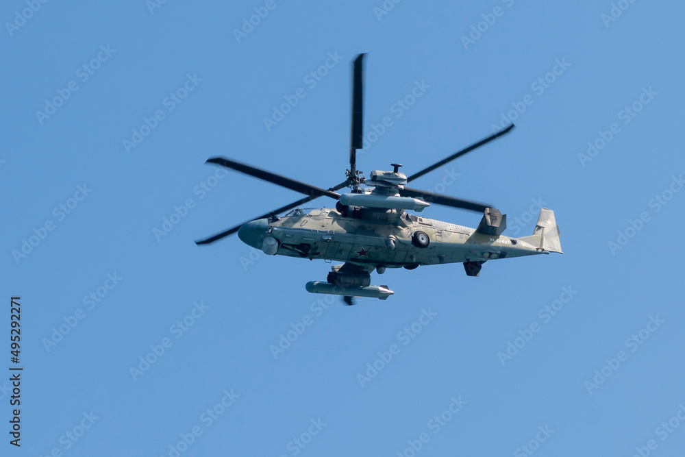 Russia, Sevastopol - July 23, 2021: Russian two-seat attack helicopter ...