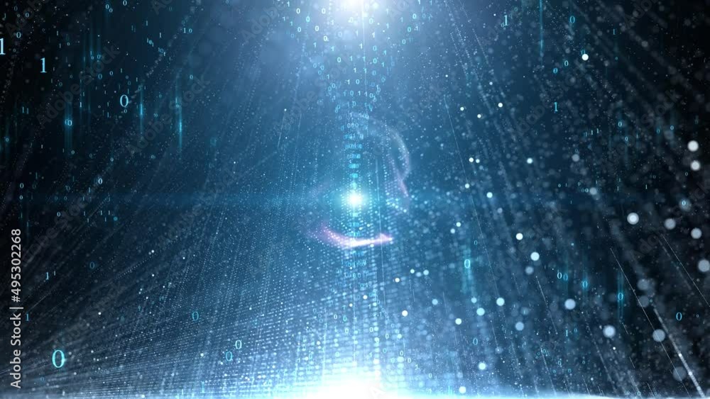 Animated technology based shapes with binary numbers rotation ...