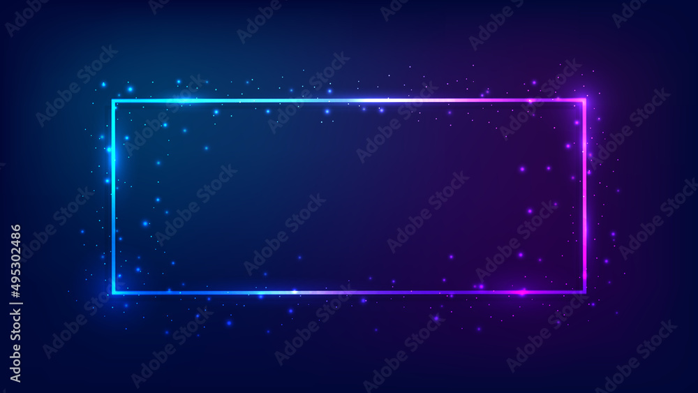 Neon rectangular frame with shining effects Stock Vector | Adobe Stock