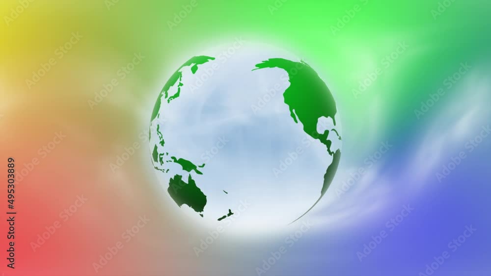 Looping rotation green earth globe animation. Concept changing colors ...