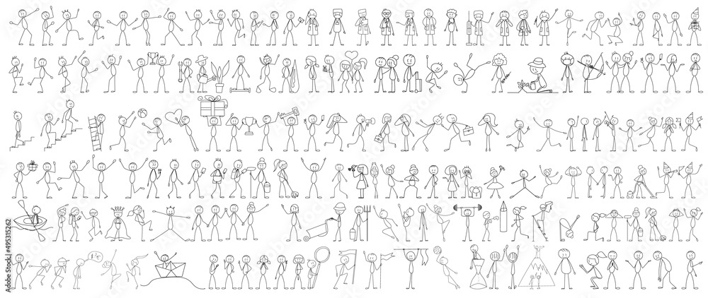 Vetor de set of stick figures, different people vector do Stock | Adobe ...