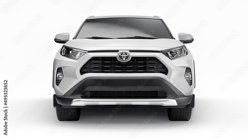 Paris, France. June 22, 2021: Toyota RAV4 SUV 2020 city white car ...
