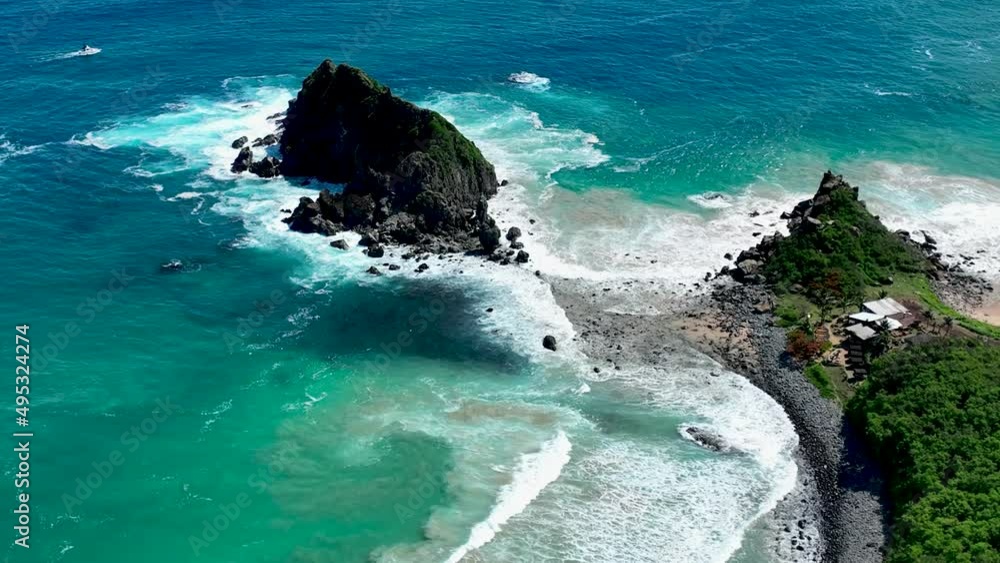 Seaside scenic vulcan mountain and beach at archipelago of Fernando de ...