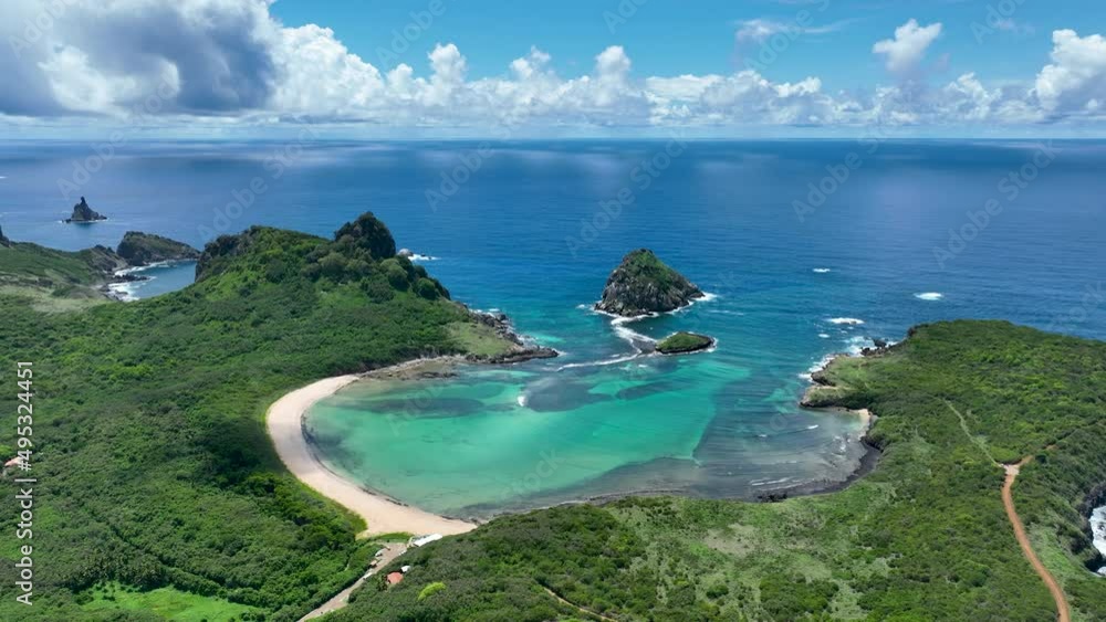 Famous bay water archipelago of Fernando de Noronha at brazilian ...