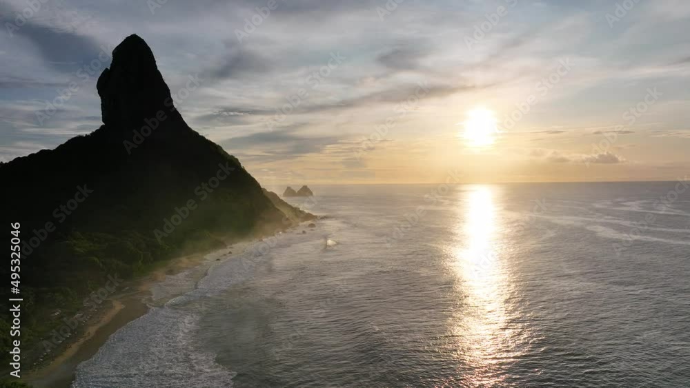 Sunset bay water archipelago of Fernando de Noronha at brazilian ...