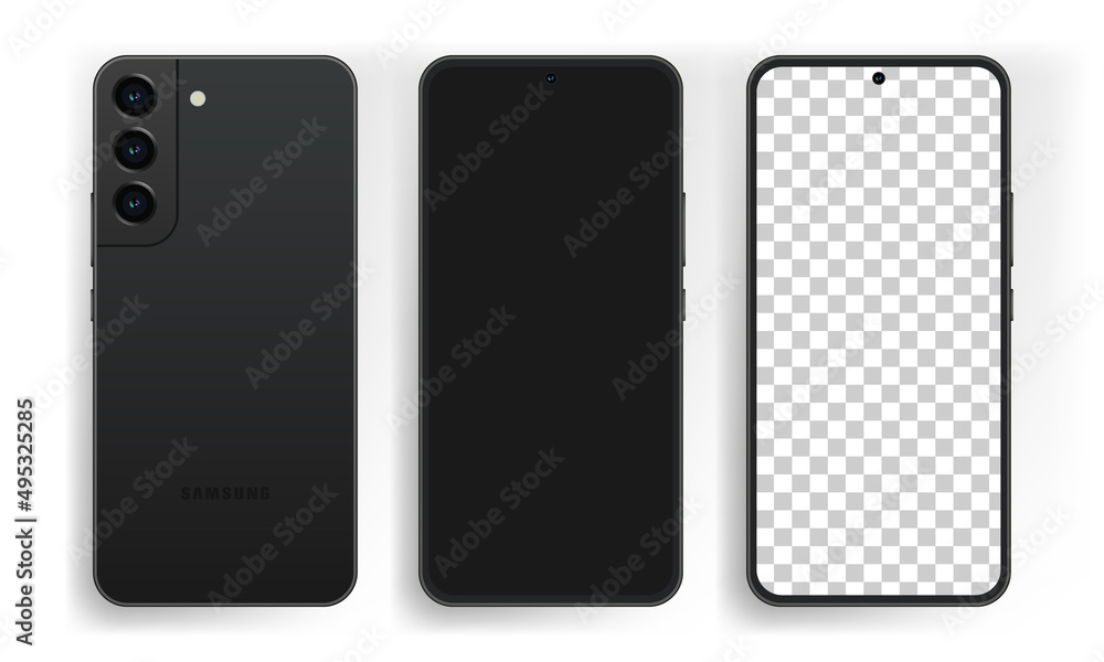 Smartphone Samsung Galaxy S22. Vector mobile phone mockup. Stock 벡터 ...