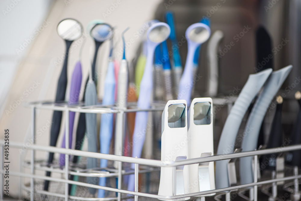 Surgical and dental instruments at medical washing machine and ...