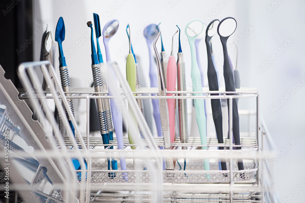 Surgical and dental instruments at medical washing machine and ...