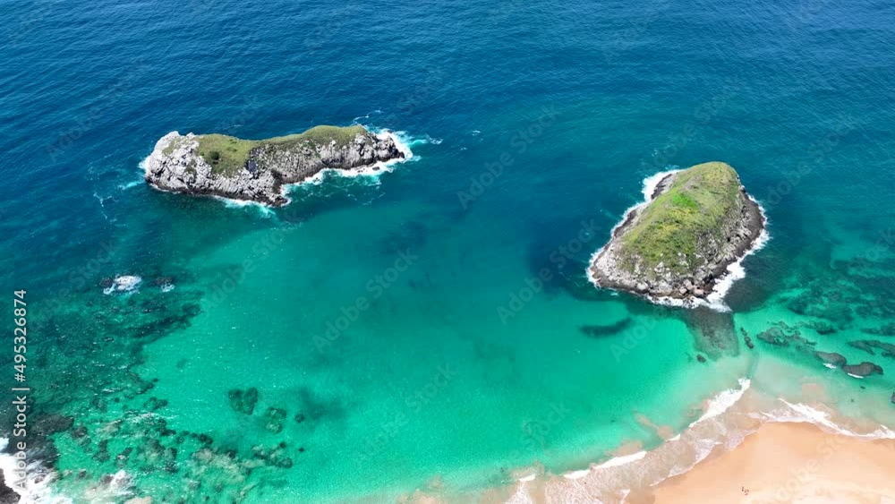 Seascape vulcano mountains and beach at archipelago of Fernando de ...
