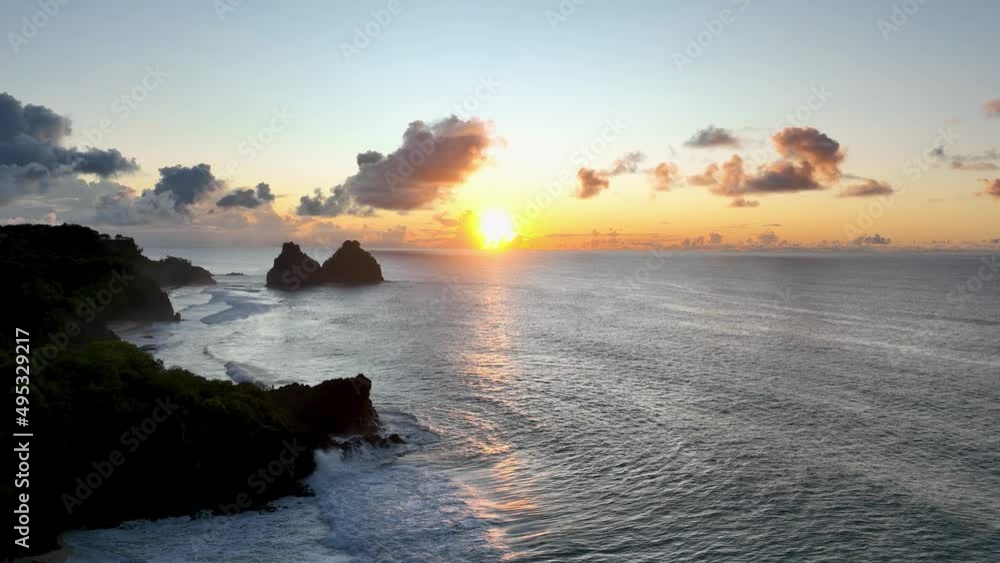 Sunset bay water archipelago of Fernando de Noronha at brazilian ...