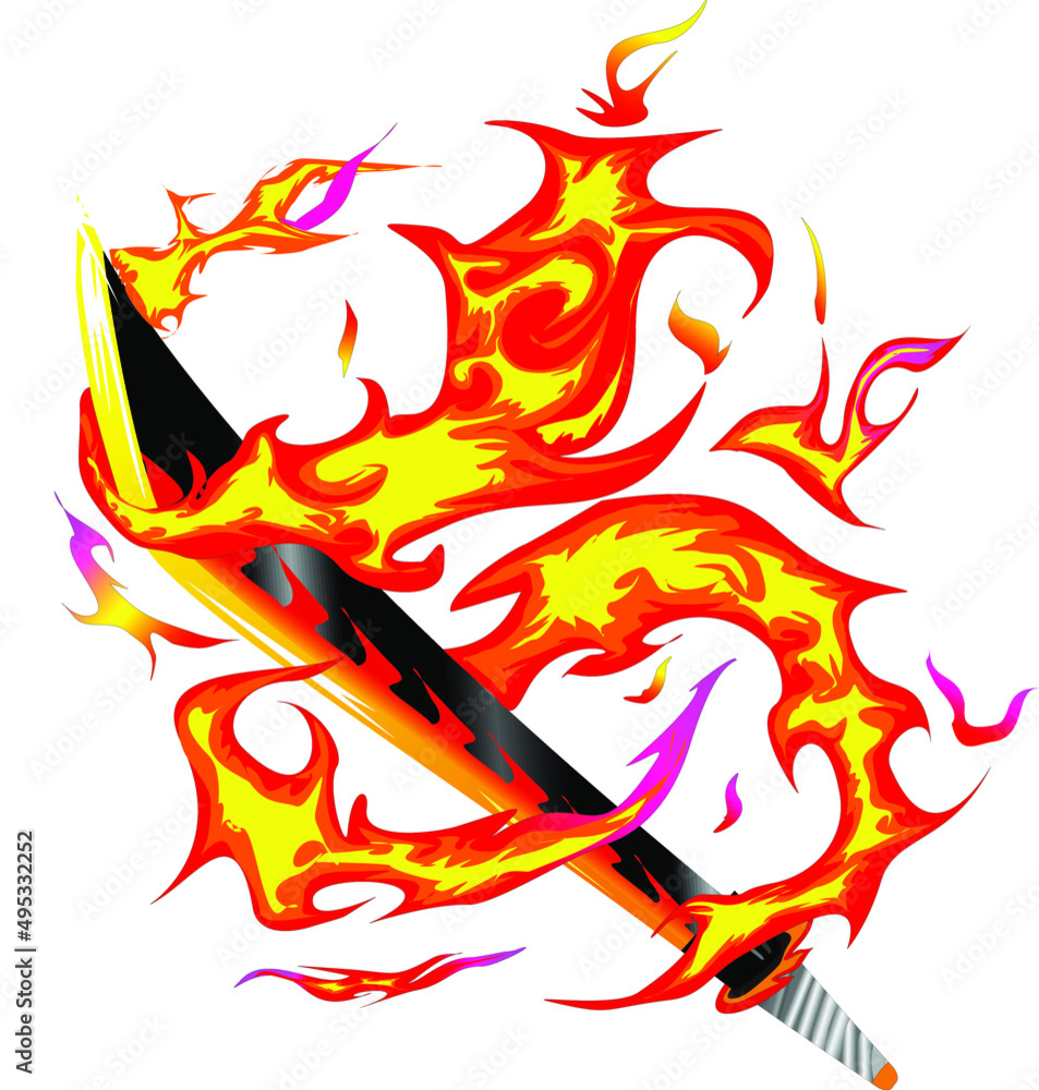 fire sword of demon slayer Stock Vector | Adobe Stock
