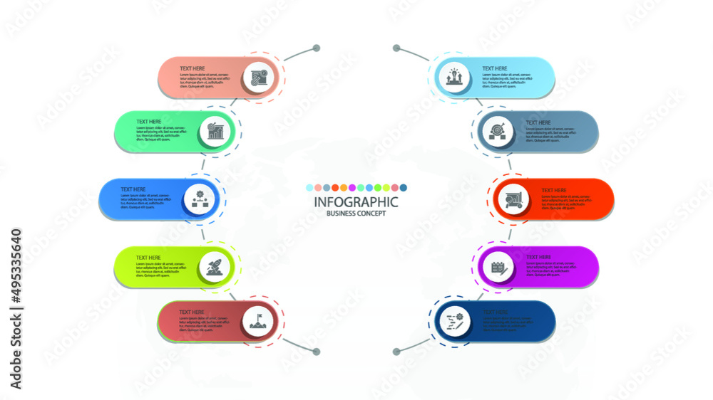 Basic circle infographic template with 10 steps, process or options ...
