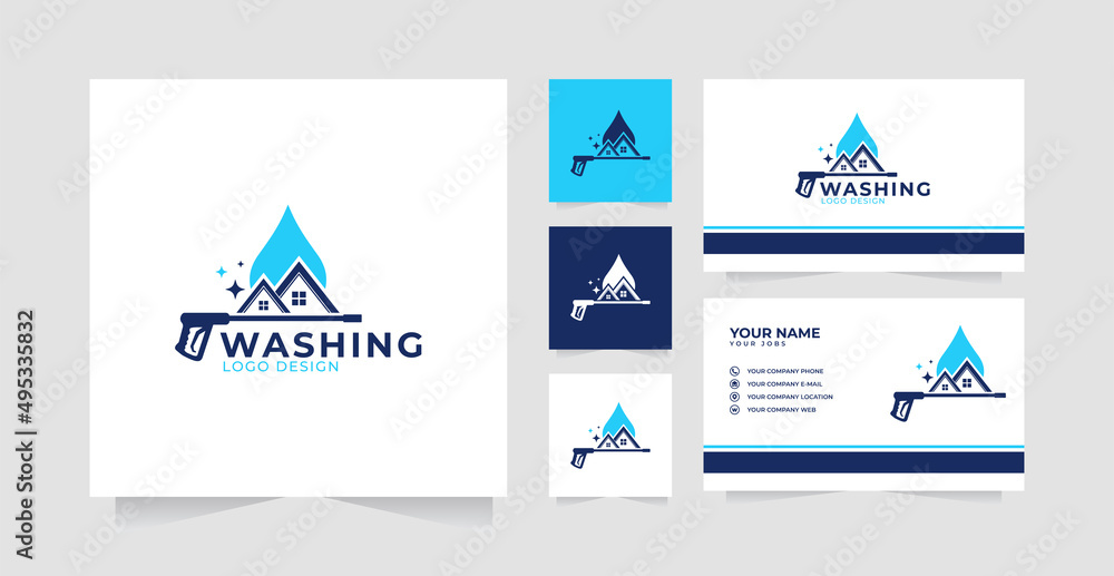 Washing logo design inspiration and business card Stock Vector | Adobe ...