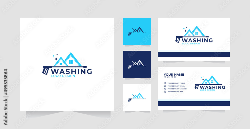 Washing logo design inspiration and business card Stock Vector | Adobe ...