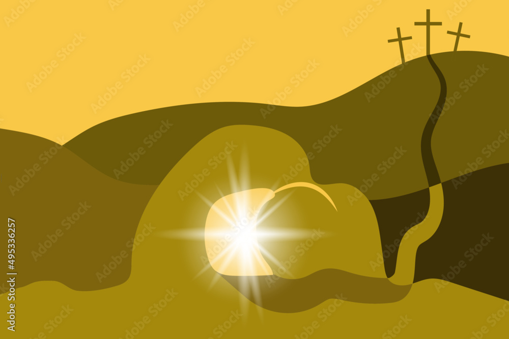 Easter cave crosses radiance. Vector illustration. stock image. Stock ...